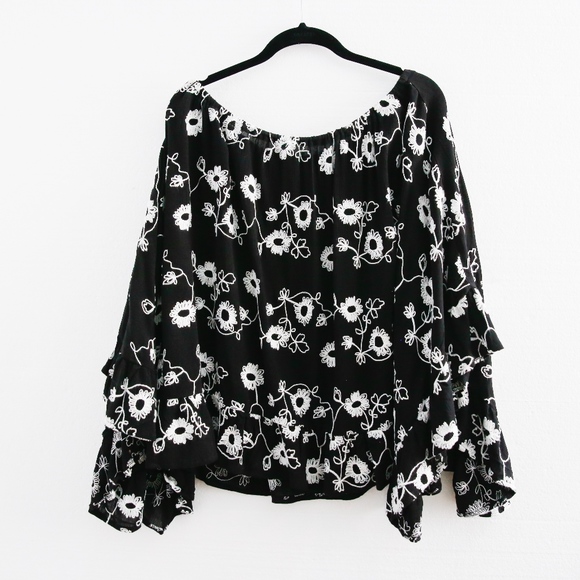 Kaktus | Tops | Kaktus Black Off The Shoulder Boho Top | Poshmark